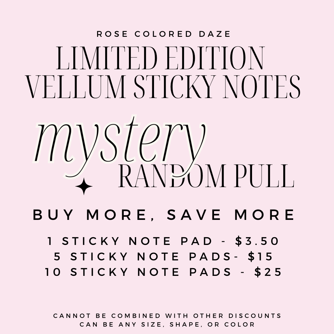 Limited Edition Vellum Sticky Notes - Mystery Random Pull – Rose ...