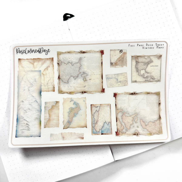 Full Page Deco Sheets - Vintage Maps – Rose Colored Daze