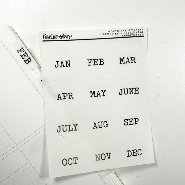 Monthly Divider Tab Stickers - Typewriter Designs – Rose Colored Daze