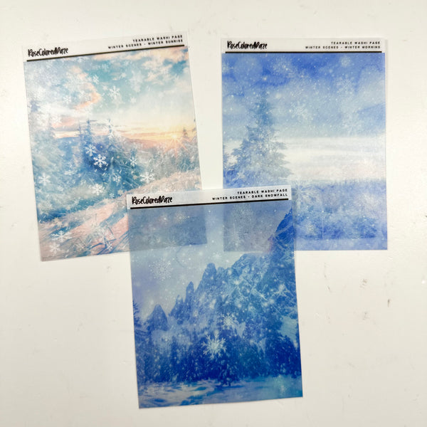 Washi Paper Tearable Stickers - Quarter Sheet Size - Winter Scenes ...