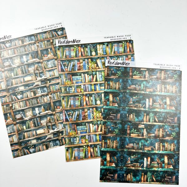 Washi Paper Tearable Stickers - Bookshelves – Rose Colored Daze