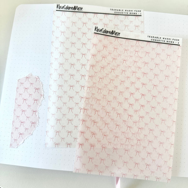 Washi Paper Tearable Stickers - Coquette Bows – Rose Colored Daze