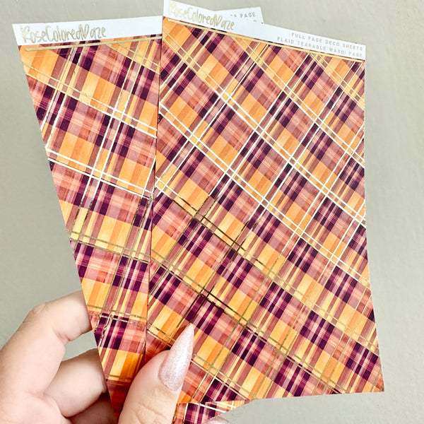 Washi Paper Stickers - Tearable Washi Page - Autumn Plaid Collection ...