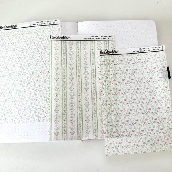 Washi Paper Tearable Stickers - Grandmillenial - Green – Rose Colored Daze