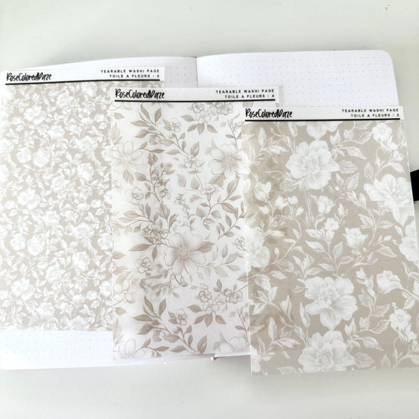 Washi Paper Tearable Stickers - Toile A Fleurs – Rose Colored Daze