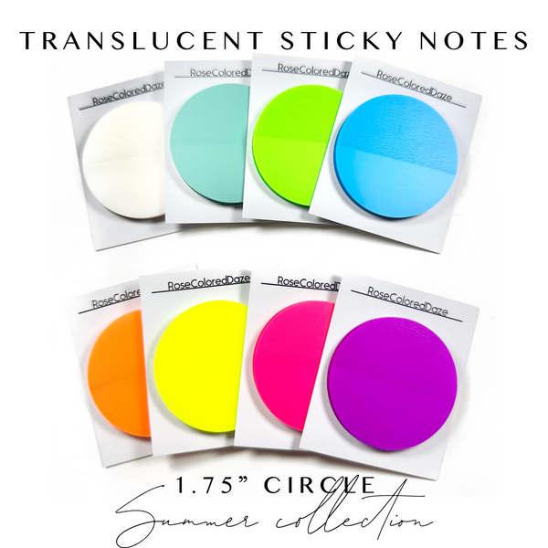 Translucent Sticky Notes - 1.75" Circle - Summer Collection – Rose ...