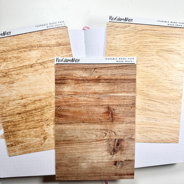 Washi Paper Tearable Stickers - Wood Grain Collection – Rose Colored Daze