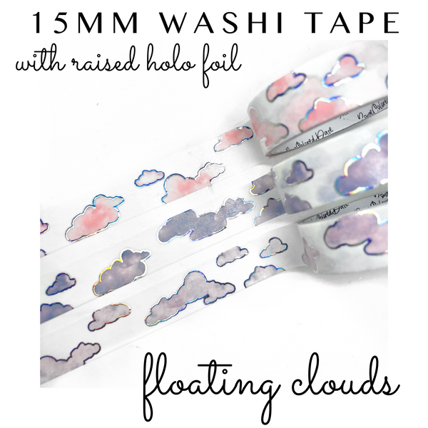 Raised Foil Washi Tape - Floating Clouds - Pastel Collection – Rose ...